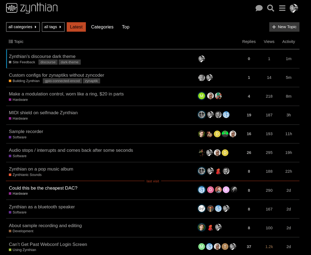 Zynthians Discourse Dark Theme Site Feedback Zynthian Discourse